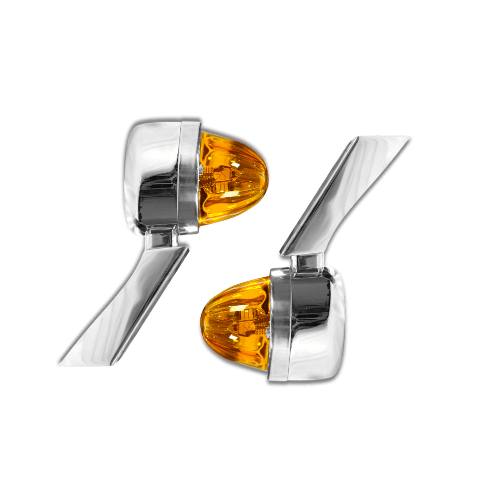 SS Mirror Light Bracket, Amber watermelon glass. 90 degrees. Set ...