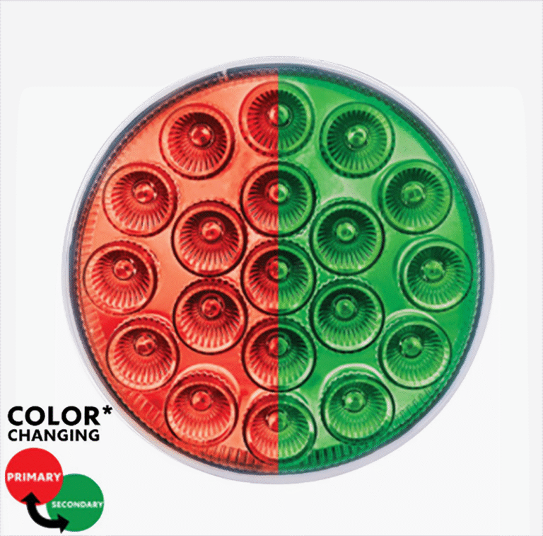 19 LED 4" Round Double Fury Light (Stop & Turn) - Red & Green LED/Clear ...